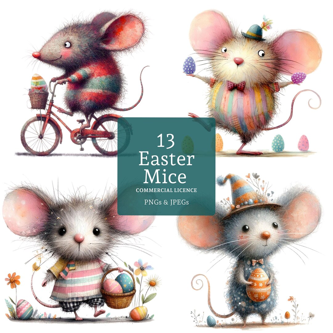 Easter Mice Clipart 13 High Quality Pngs/jpgs, Cute Pastel Mouse Images ...