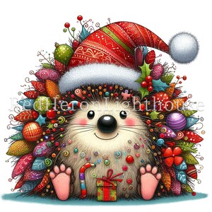 Christmas Hedgehog Clipart 17 Pngs/jpgs, Cute Festive Hedgehog Clipart ...