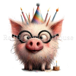 Birthday Pig Clipart, 13 High Quality Pngs/jpgs, Cute Kid's Party ...