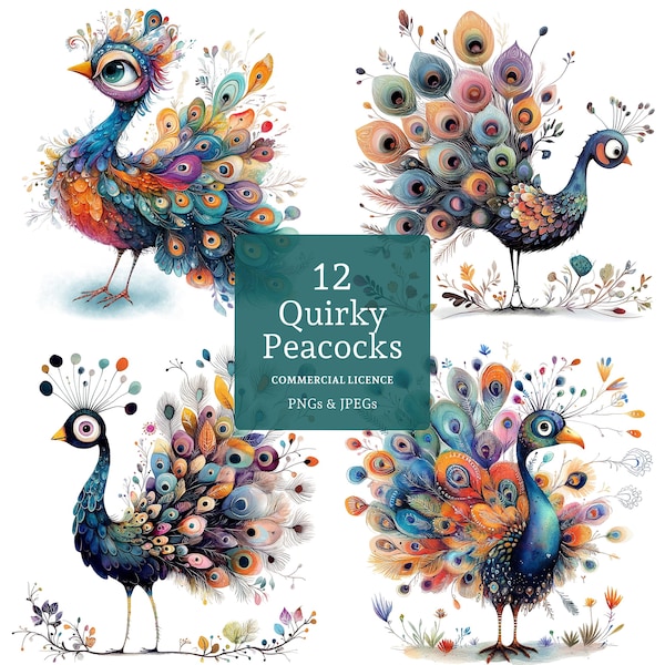 Peacock Clip Art - Etsy