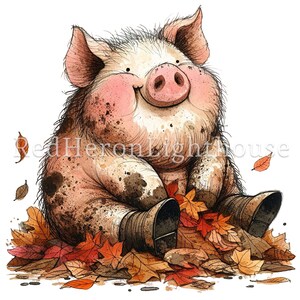 Thanksgiving Pigs Clipart 18 Pngs/jpgs, Autumn Pigs, Harvest Clipart ...