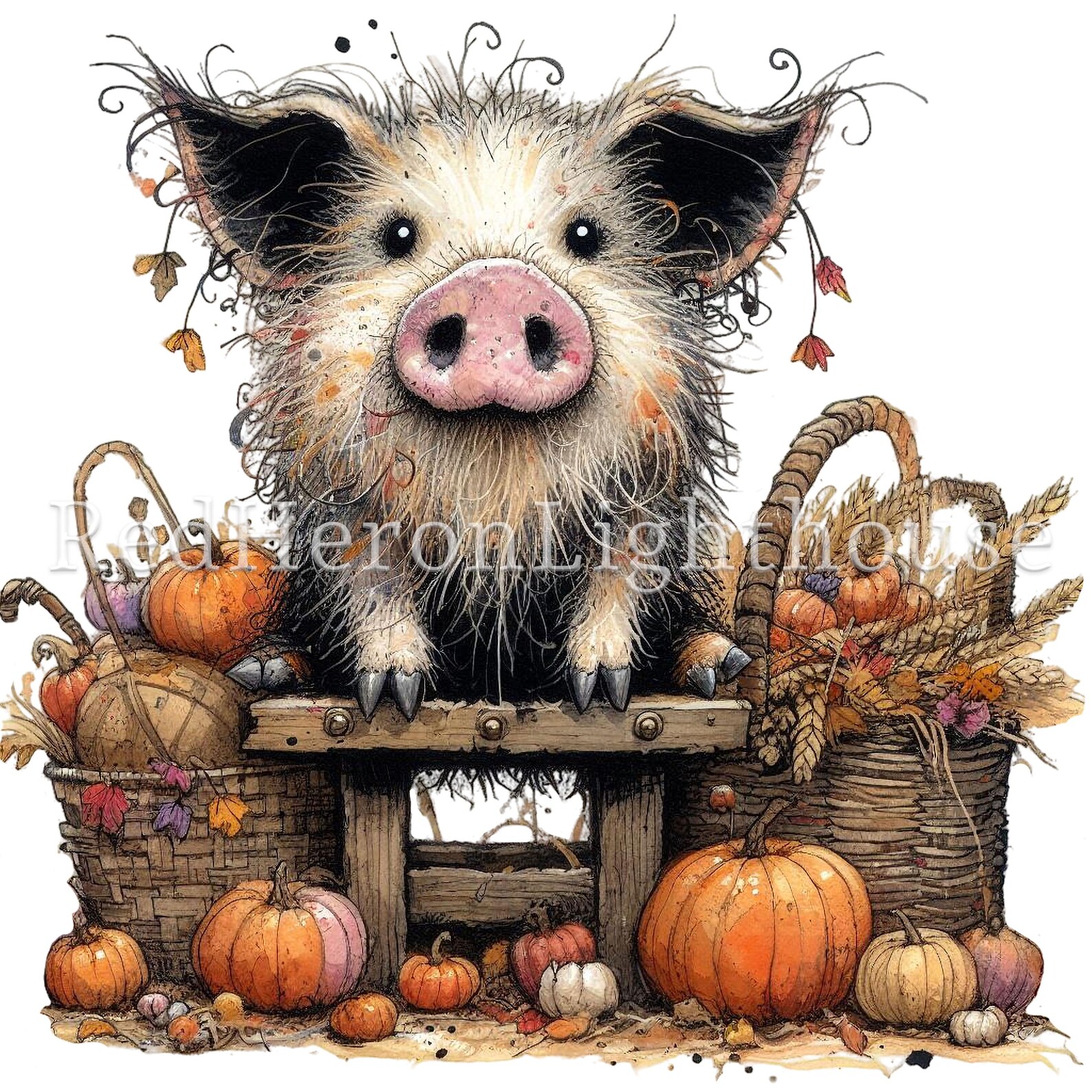 Thanksgiving Pigs Clipart 18 Pngs/jpgs, Autumn Pigs, Harvest Clipart ...