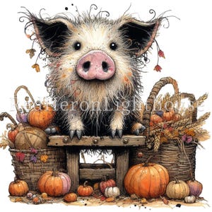 Thanksgiving Pigs Clipart 18 Pngs/jpgs, Autumn Pigs, Harvest Clipart ...