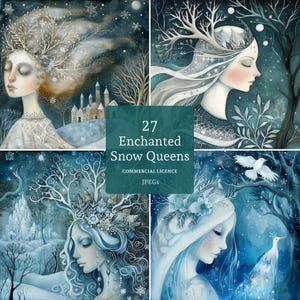 Enchanted Snow Queen Clipart 27 High Quality Jpgs, Fantasy Winter ...