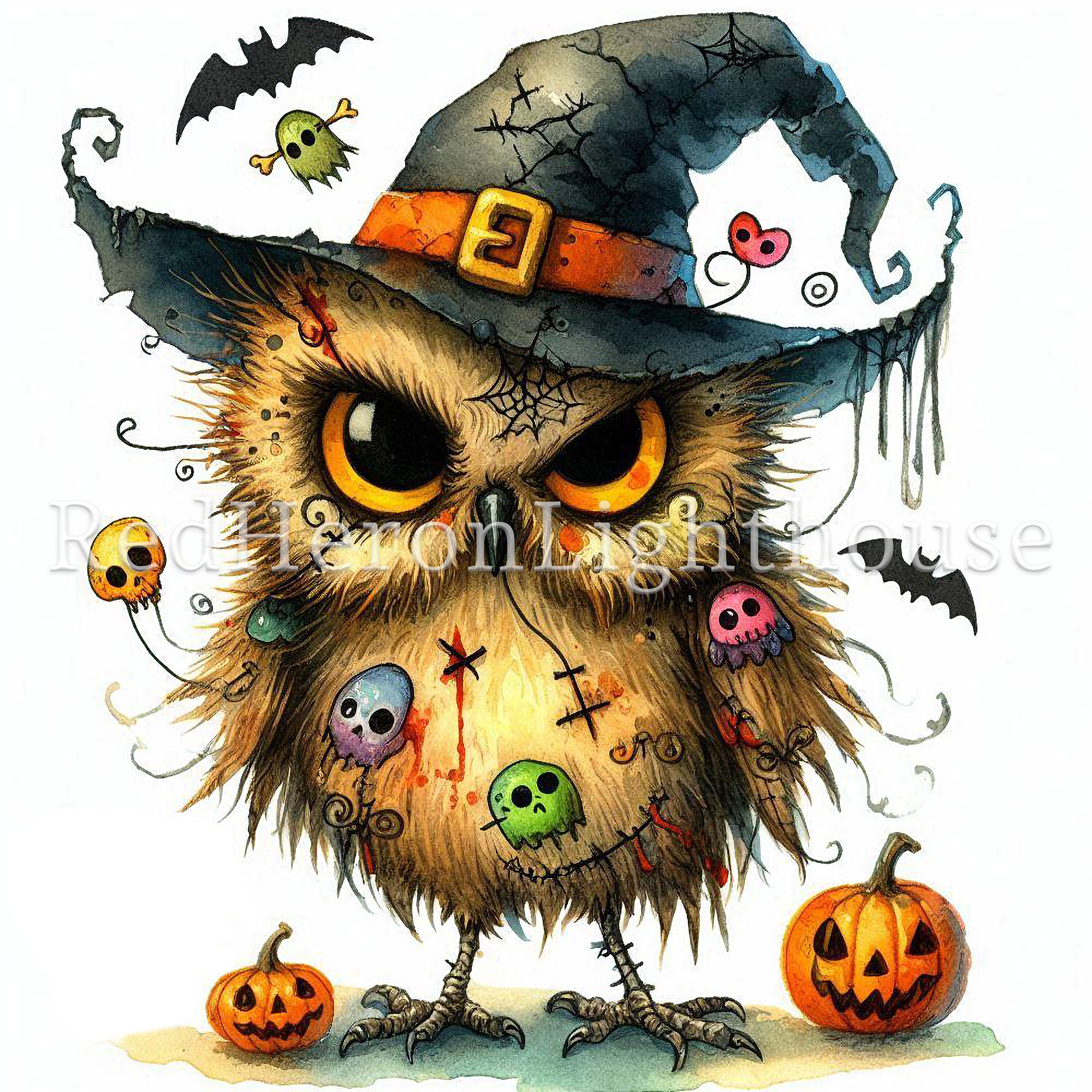Halloween Owls Clipart 15 Pngs/jpgs, Funny Halloween Designs, Witch Hat ...