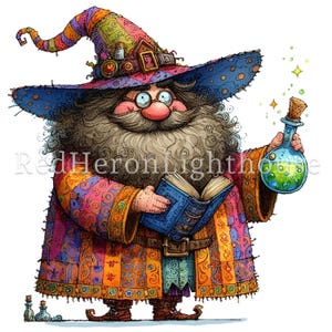 Whimsical Wizard Clipart, 25 Pngs/jpgs, Fun Magician Images, Colourful ...