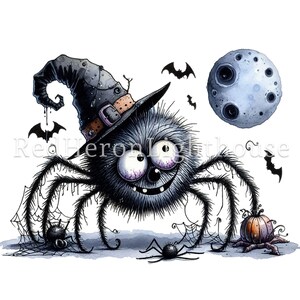 Spooky Spiders Clipart 12 Pngs/jpgs, Funny Insect Designs, Humorous ...
