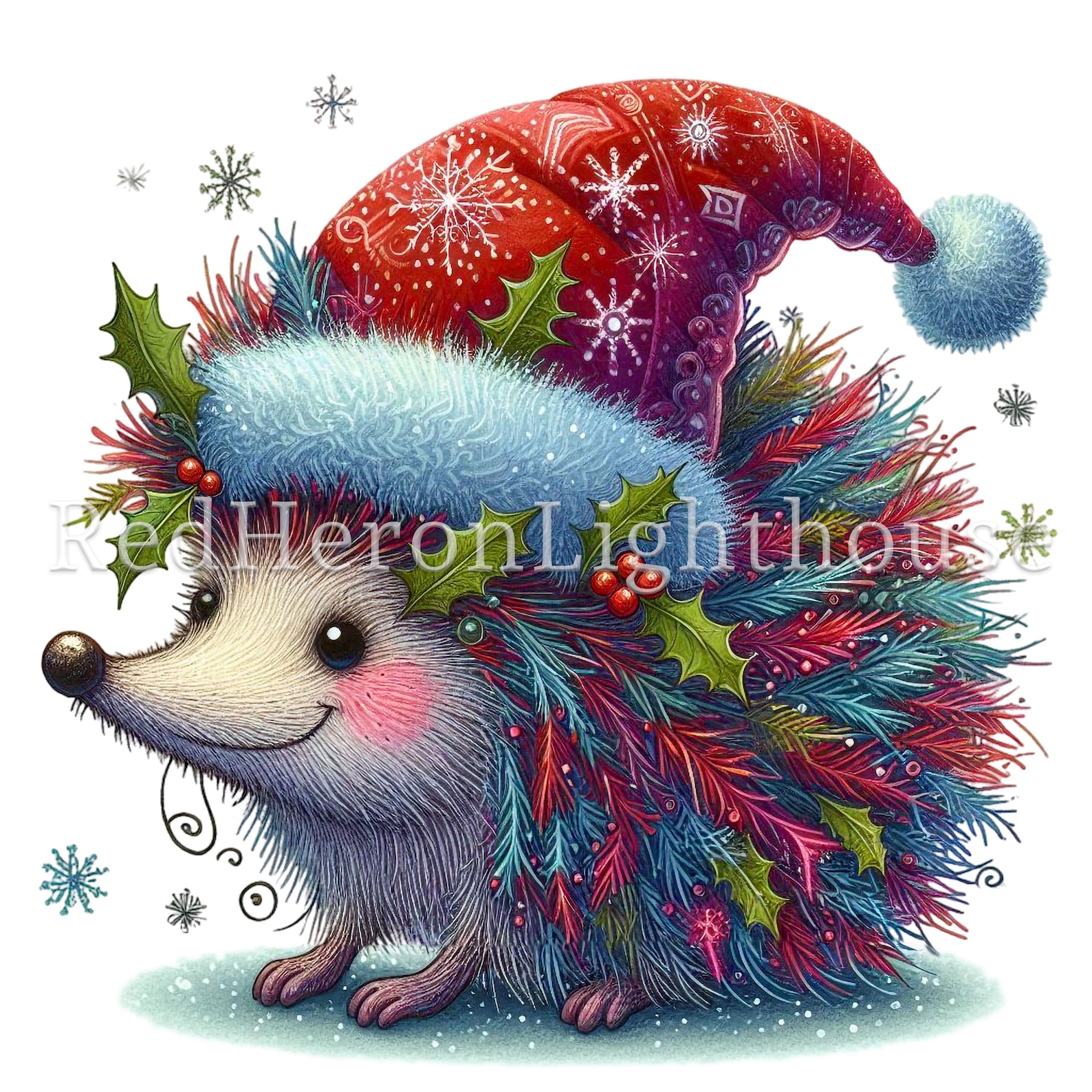 Christmas Hedgehog Clipart 17 Pngs/jpgs, Cute Festive Hedgehog Clipart ...