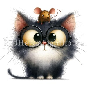 Cat and Mouse Clipart, 13 High Quality Watercolour Quirky Best Friend ...