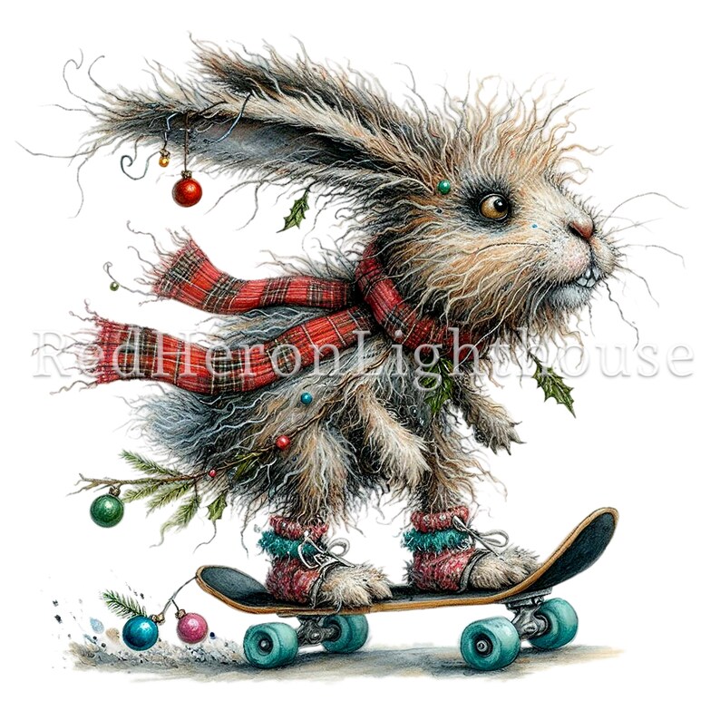 Christmas Hare Clipart, 13 High Quality Pngs/jpgs, Festive Hares ...