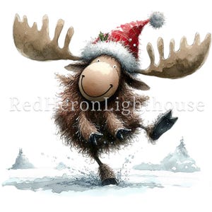 Christmas Moose Clipart 31 Pngs/jpgs Quirky Moose Art, Funny Winter ...