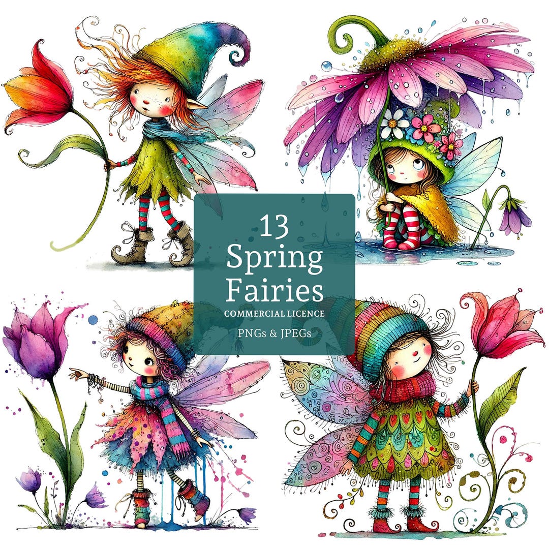 Spring Fairy Clipart, 13 High Quality Pngs/jpgs, Magical Fairies and ...