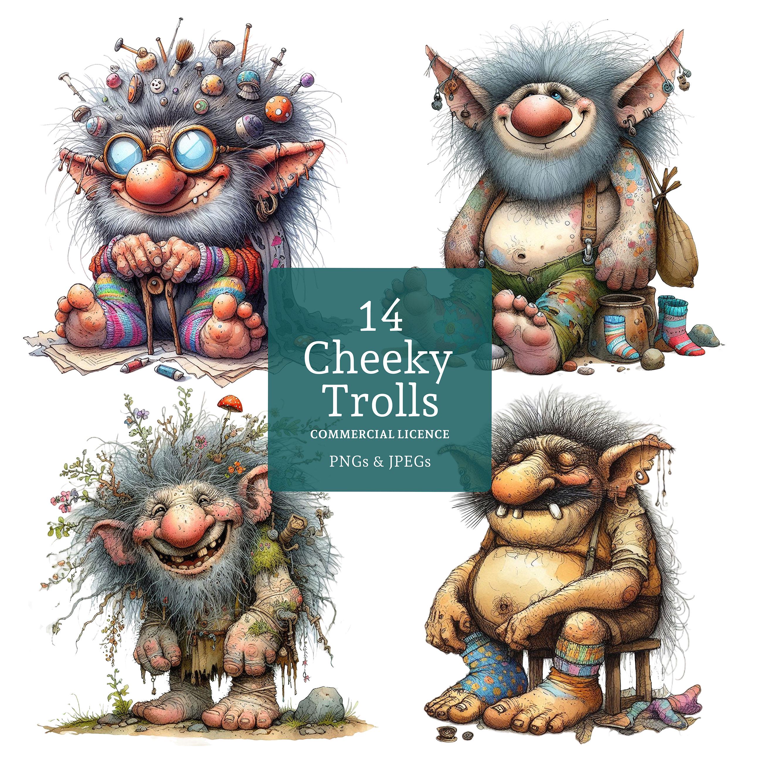 Cheeky Troll Clipart Set, 14 Pngs/jpgs, Whimsical Ogre, Funny Fairy ...