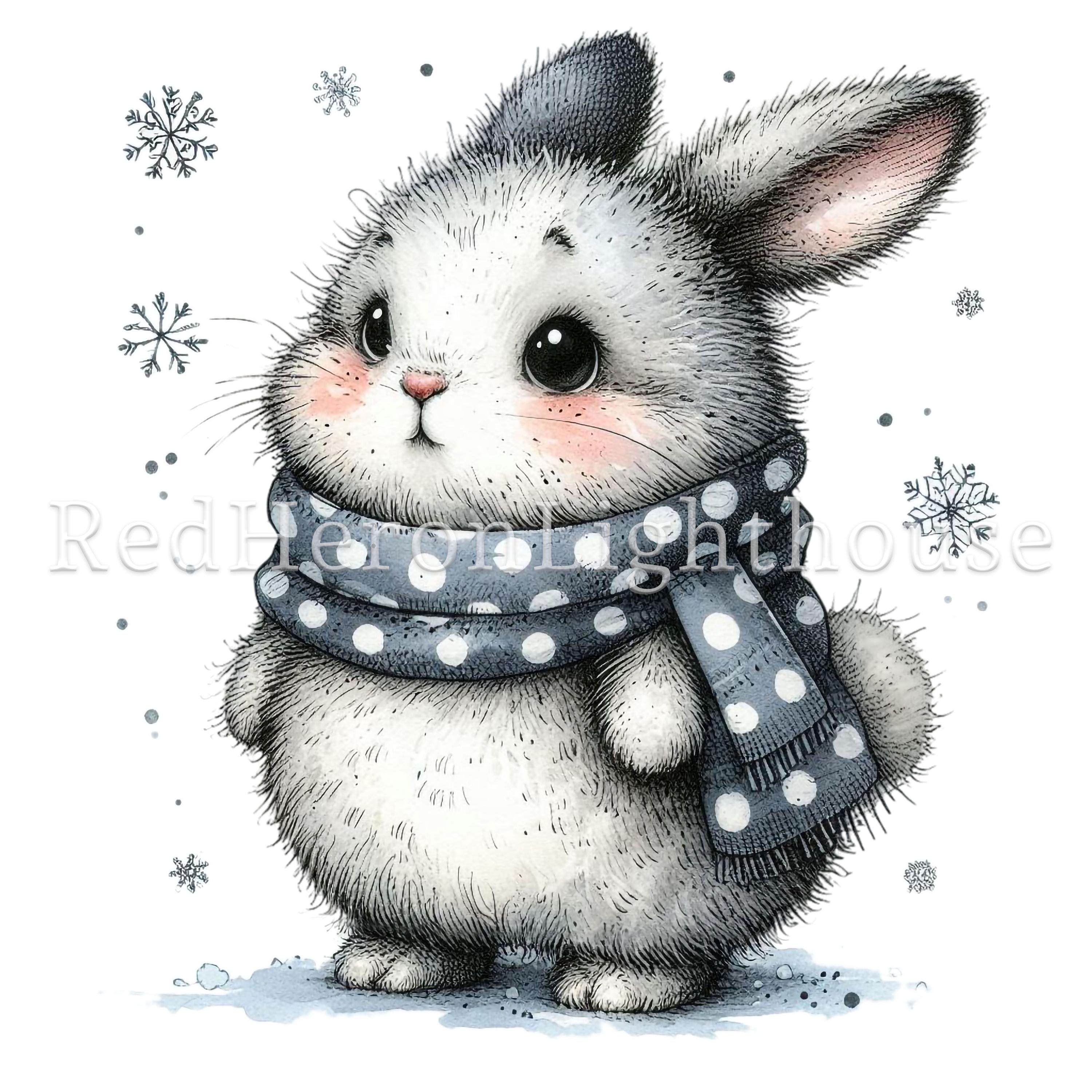 Winter Bunny Clipart, High Quality 25 Pngs/jpgs, Cute Baby Animal ...
