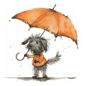 10 Cute Dogs With Umbrellas Clipart Set, Jpgs/pngs, High Quality ...