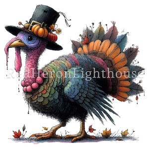 Thanksgiving Turkey Clipart, 13 Pngs/jpgs, Quirky Fall Animal, Autumn ...