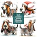 Festive Basset Hound Clipart 12 High Quality Pngs/jpgs, Cute Christmas ...