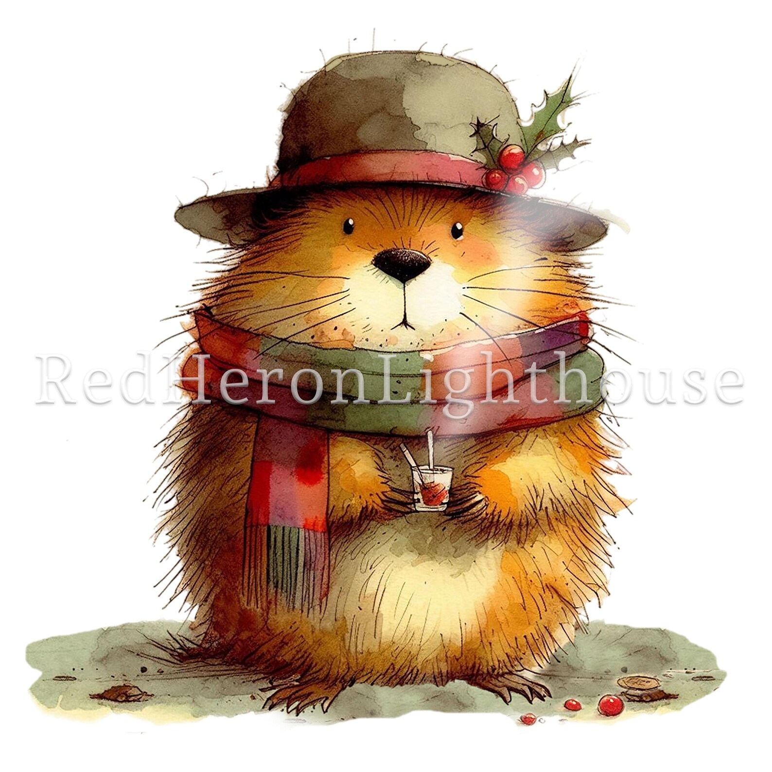 Christmas Groundhog Clipart, 21 High Quality Pngs/jpgs, Quirky Festive ...