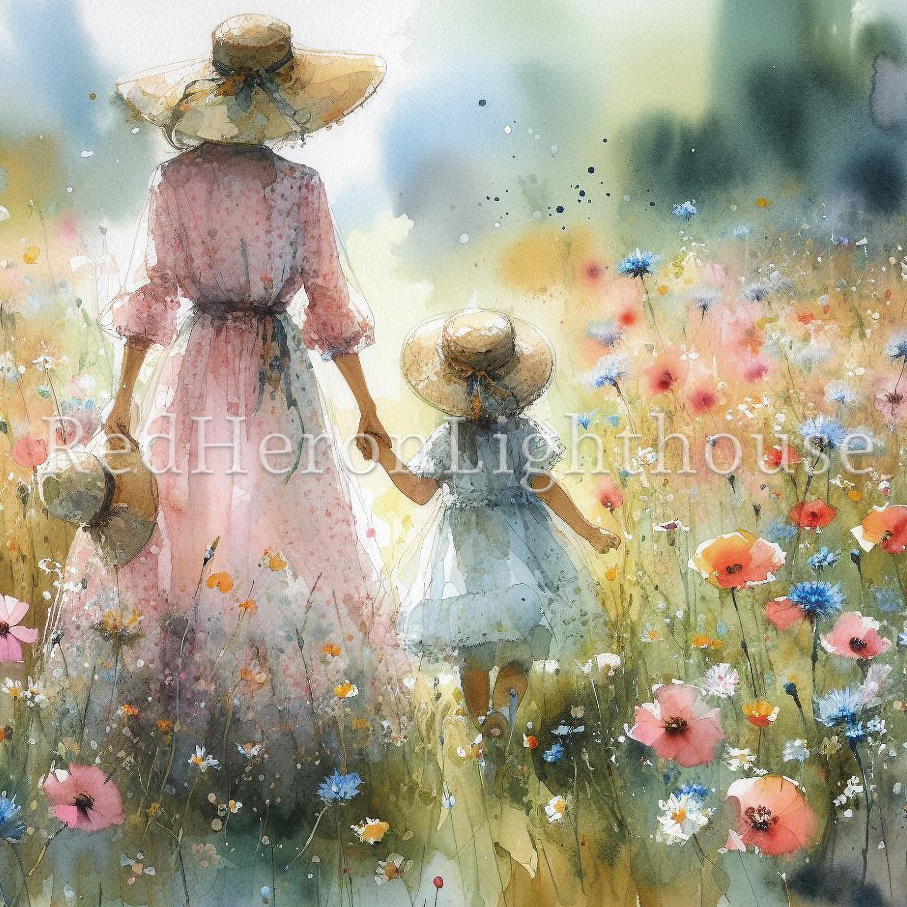 Mother & Child Clipart, Watercolour Mother's Day Art, 12 JPGS, Card ...