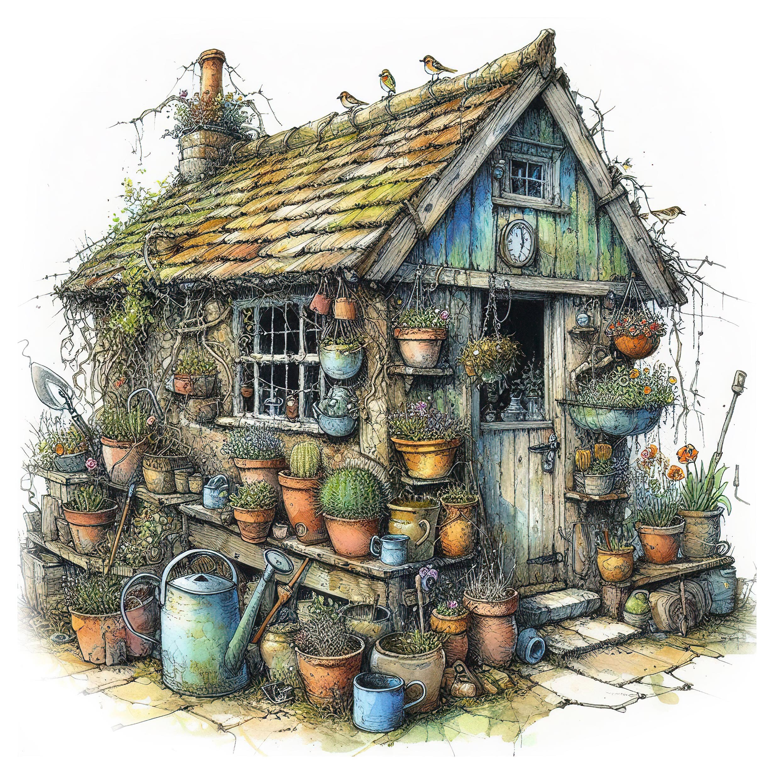 Garden Sheds Clipart Set, 15 Jpgs, Quirky Rustic Potting Shed Images ...