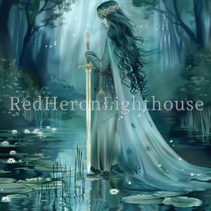 Enchanted Lady of the Lake Clipart, 18 High Quality Jpgs, Arthurian ...