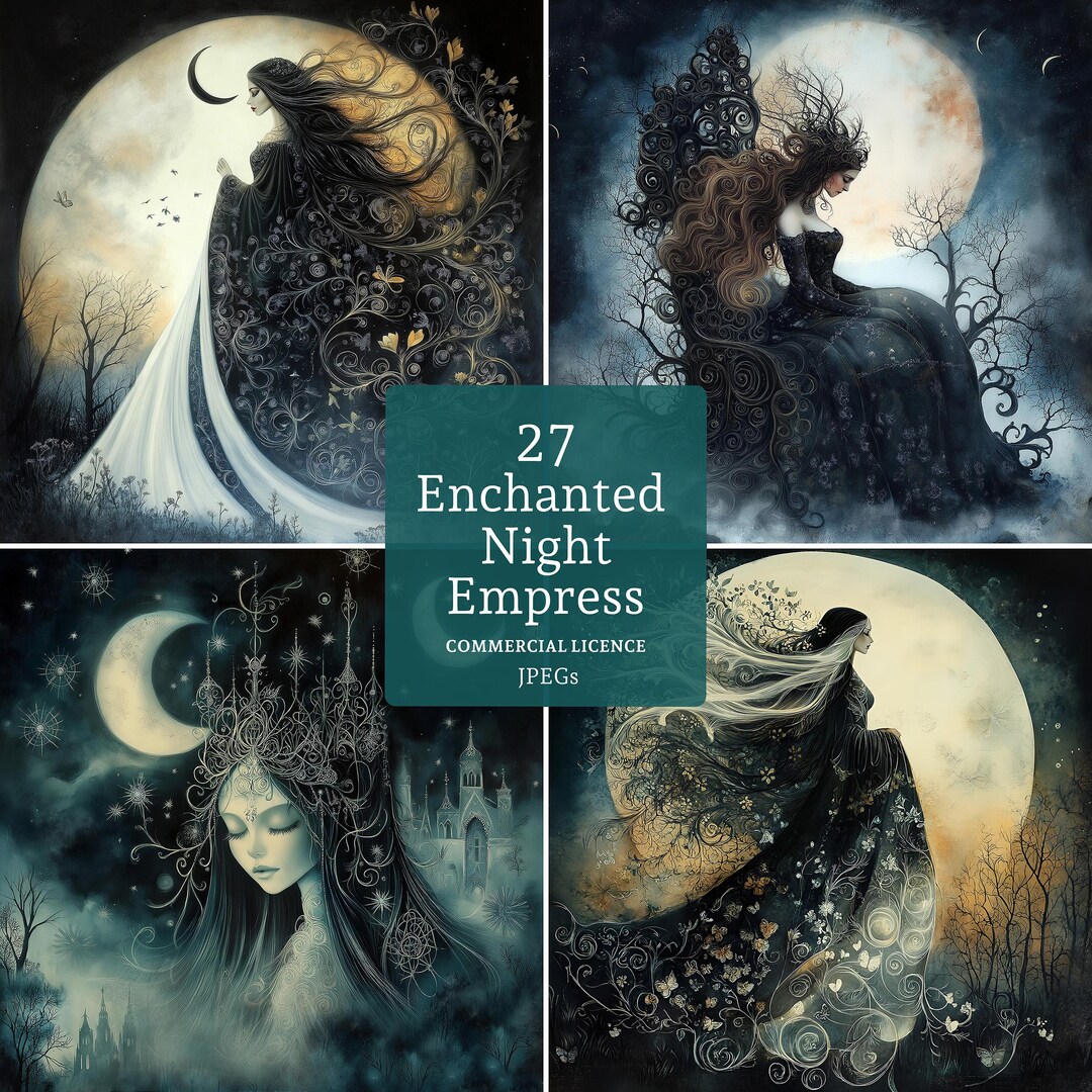 Enchanted Moon Empress Nyx Clipart, 27 High Quality Jpgs, Celestial ...