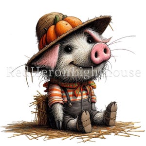 Thanksgiving Pigs Clipart 18 Pngs/jpgs, Autumn Pigs, Harvest Clipart ...