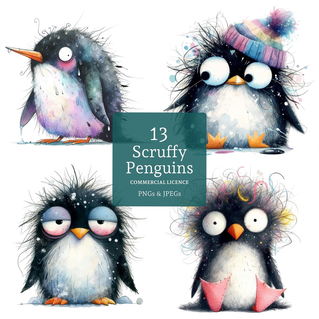 Scruffy Penguin Clipart 13 High Quality Pngs/jpgs, Cute Winter Penguins ...
