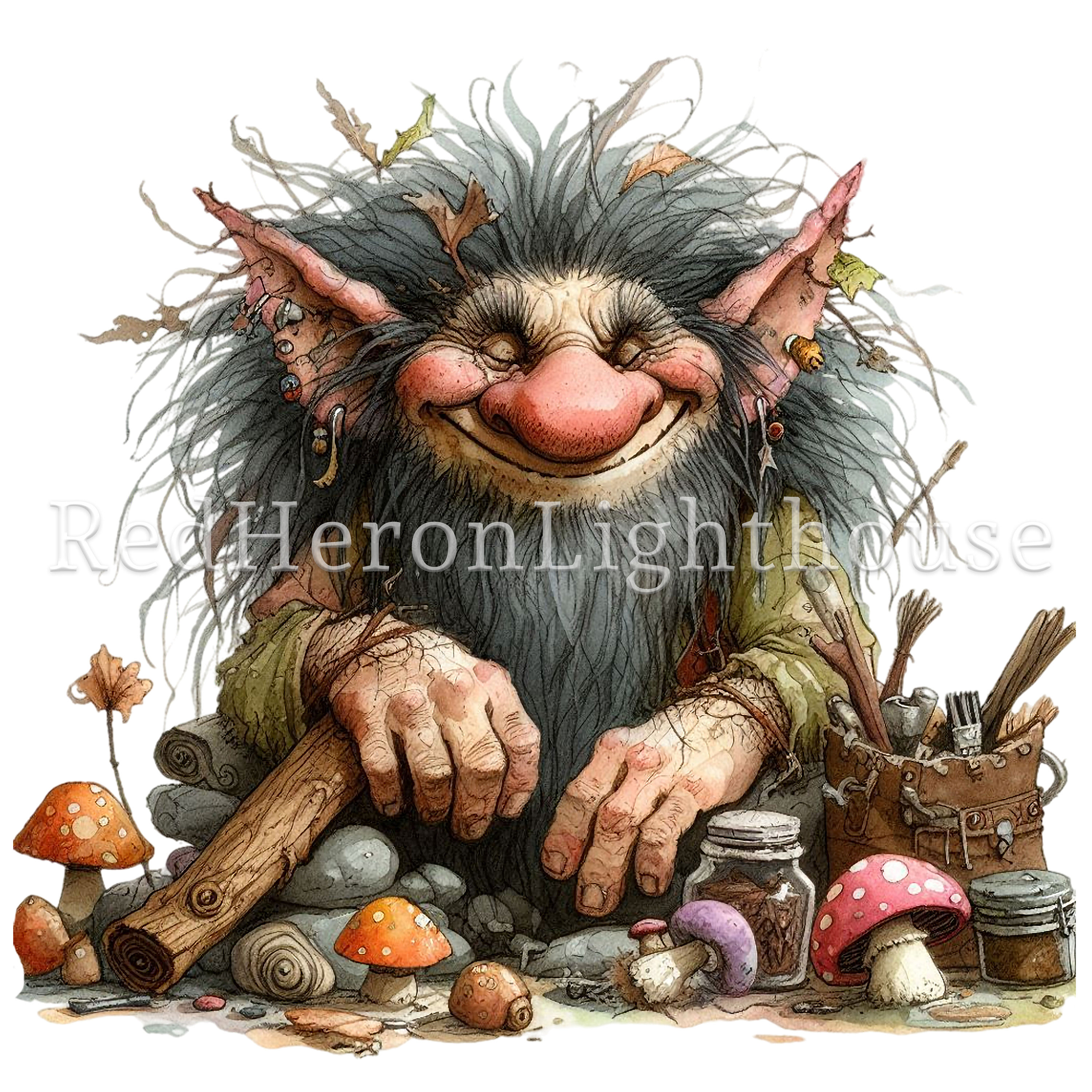 Cheeky Troll Clipart Set, 14 Pngs/jpgs, Whimsical Ogre, Funny Fairy ...