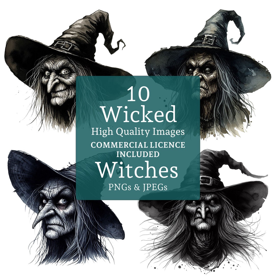 Wicked Witch Clipart Set, 10 Spooky Halloween Ugly Witch Pngs/jpgs ...