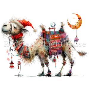 Christmas Camel Clipart, 12 High Quality Pngs/jpgs, Whimsical Festive ...