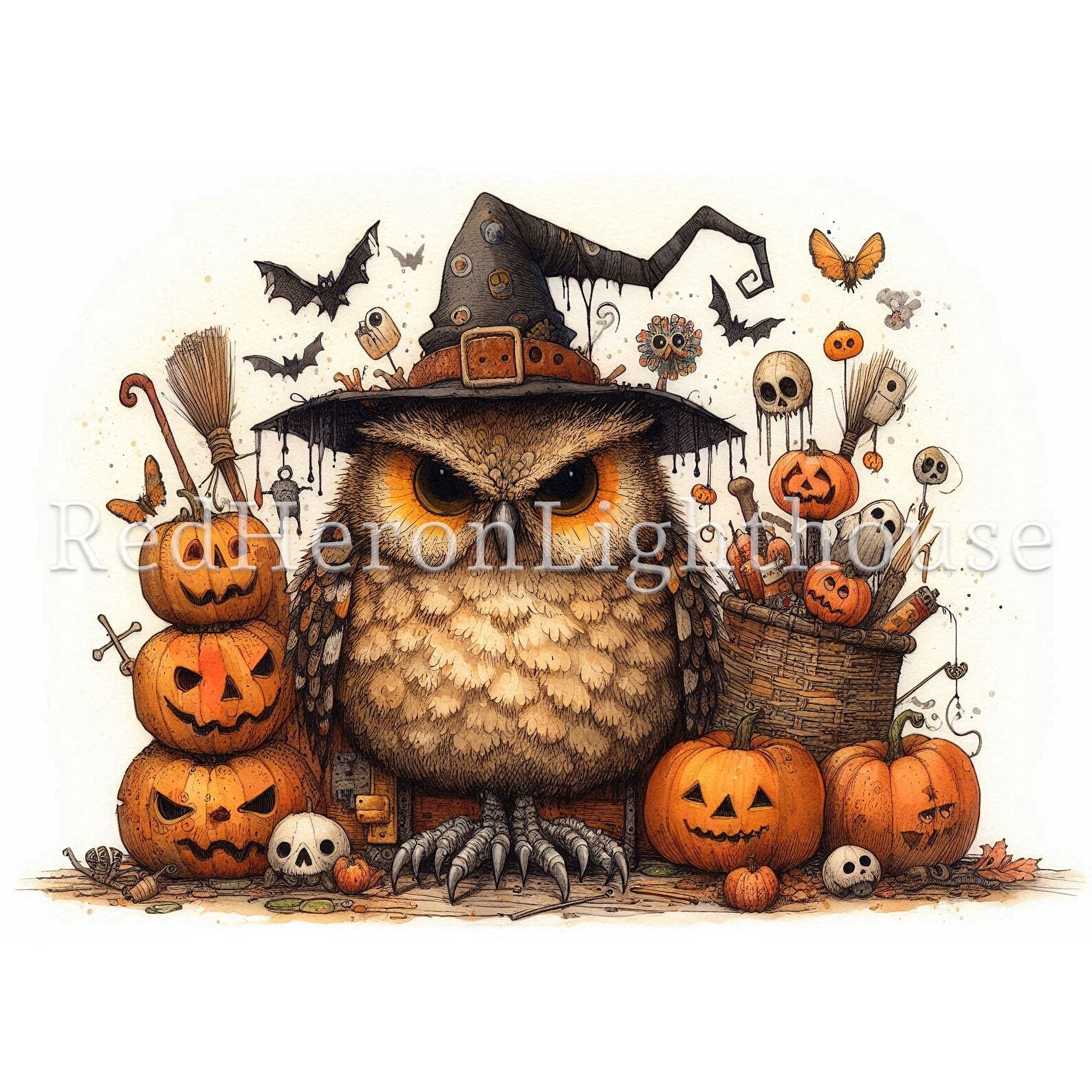 Halloween Owls Clipart 15 Pngs/jpgs, Funny Halloween Designs, Witch Hat ...