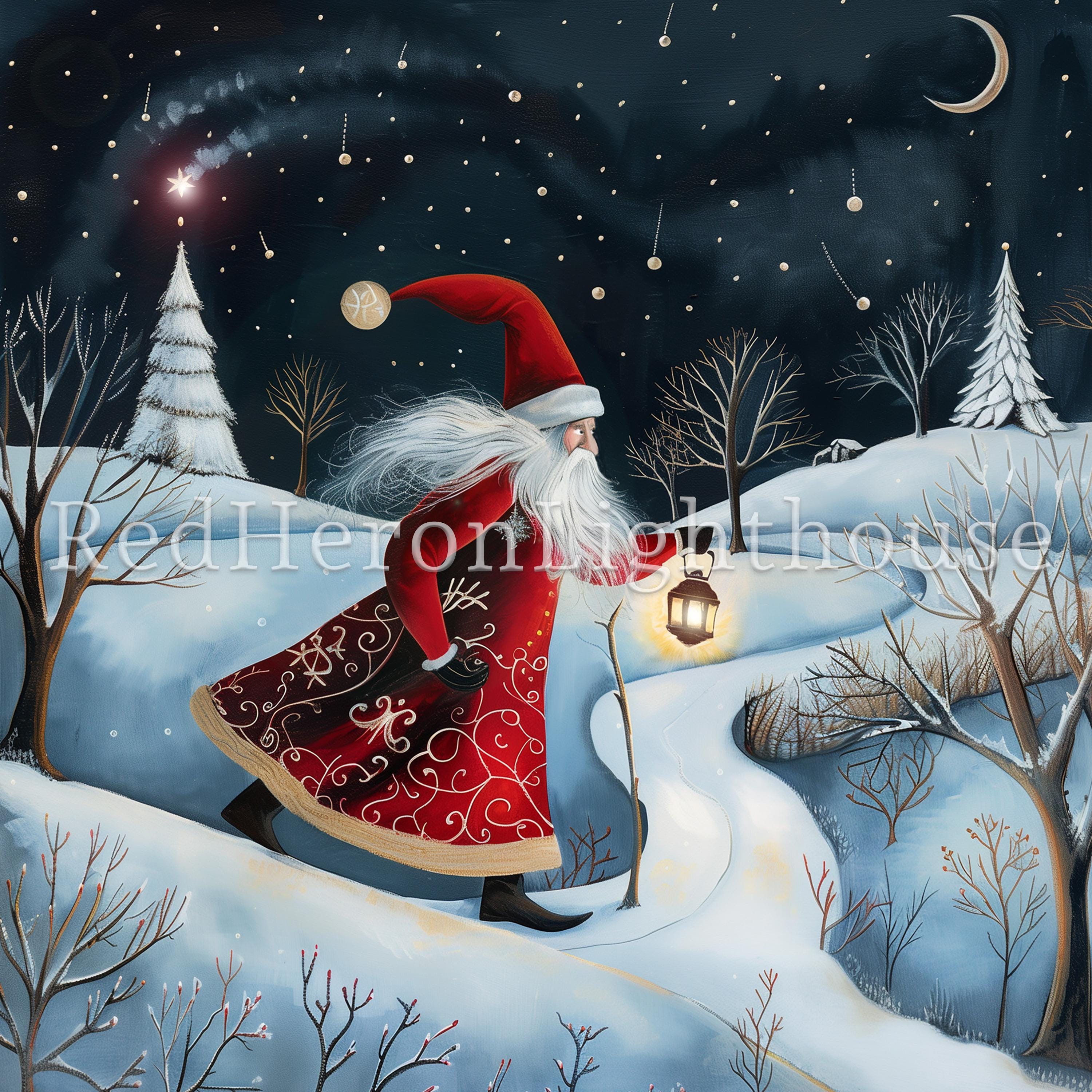 Enchanted Father Christmas Clipart Set, 25 High Quality Jpgs, Folk Art ...