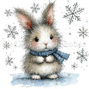 Winter Bunny Clipart, High Quality 25 Pngs/jpgs, Cute Baby Animal ...