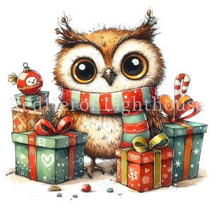 Christmas Owl Clipart, 17 High Quality Pngs/jpgs, Festive Owl Images ...