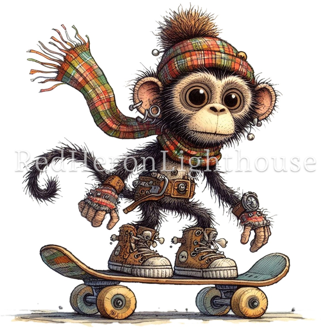 Funny Monkey Clipart, 12 Pngs/jpgs, Scruffy Chimp Designs, Quirky ...