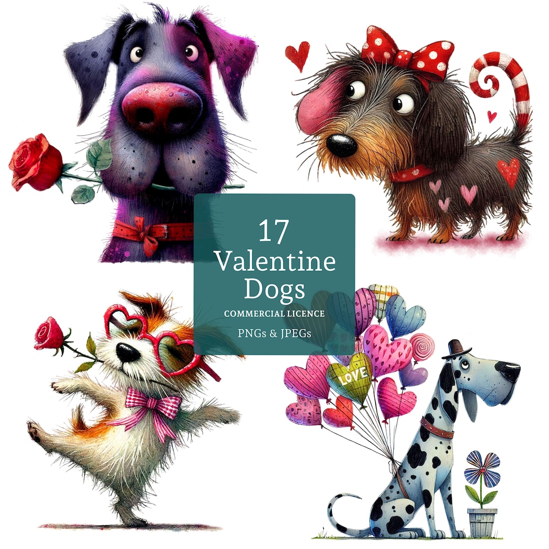 Love Heart Dog Clipart, 17 High Quality Pngs/jpgs, Dog Lover Clipart ...