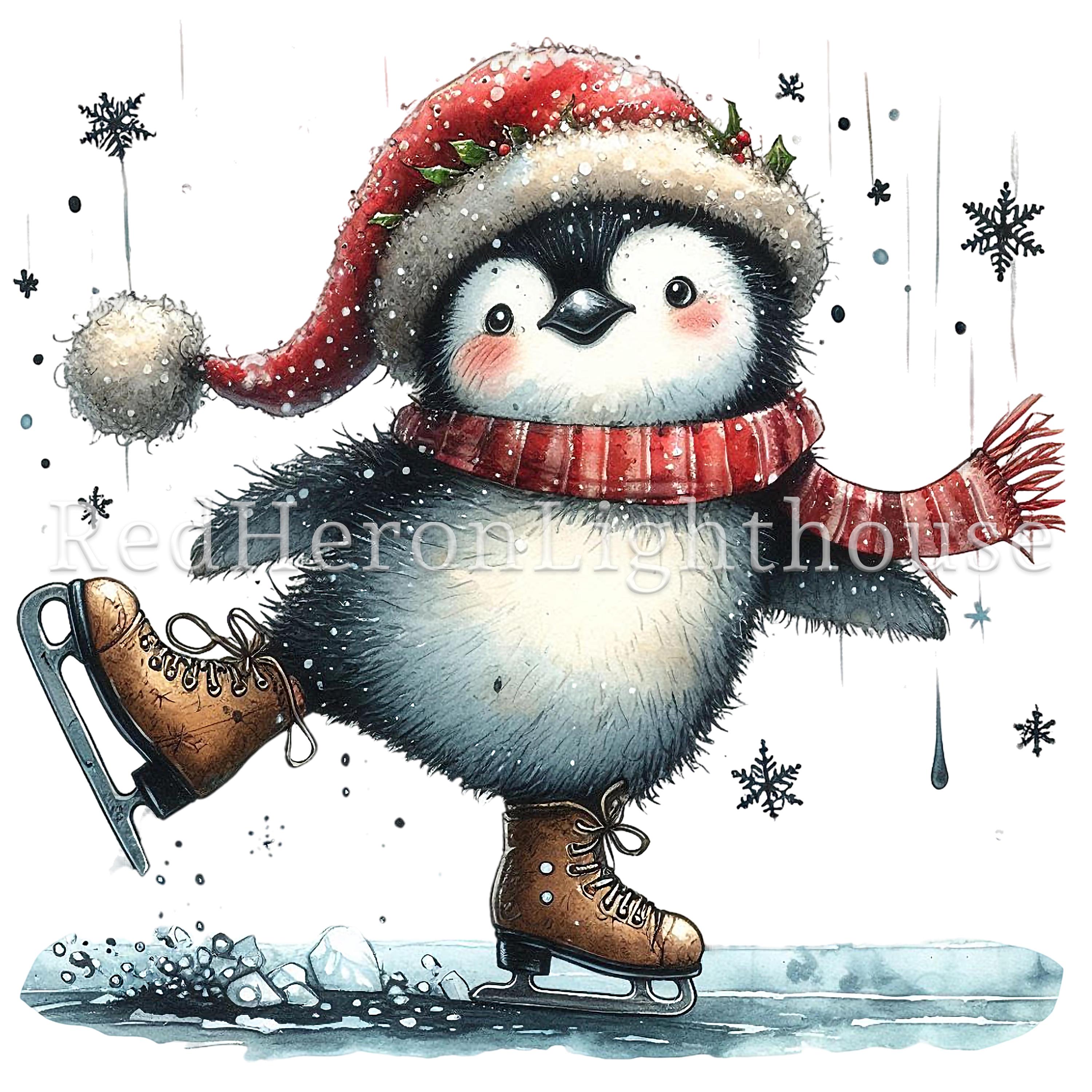 Christmas Penguin Clipart 16 Pngs/jpgs, Festive Winter Animal, Paper ...