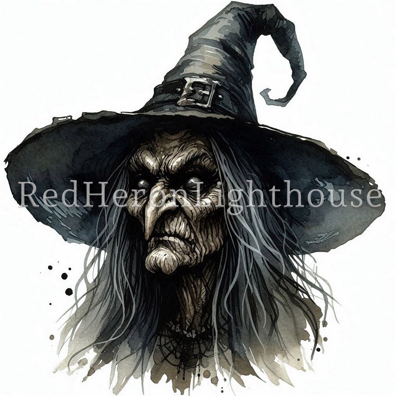 Wicked Witch Clipart Set, 10 Spooky Halloween Ugly Witch Pngs/jpgs ...