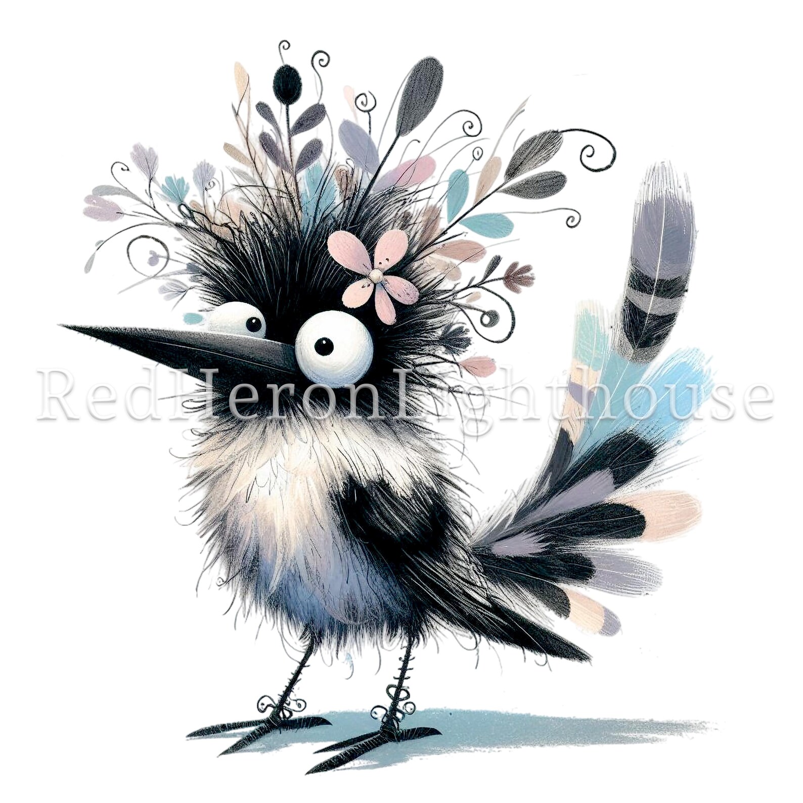 Scruffy Magpie Clipart, 12 High Quality Pngs/jpgs, Quirky Bird Images ...