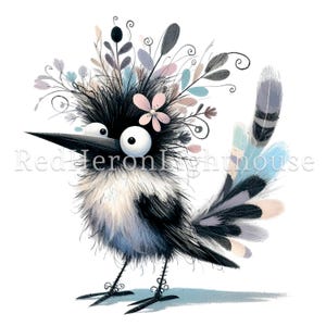 Scruffy Magpie Clipart, 12 High Quality Pngs/jpgs, Quirky Bird Images ...