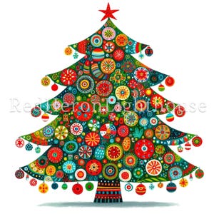 Whimsical Christmas Tree Clipart, 12 High Res Watercolour Pngs/jpgs ...