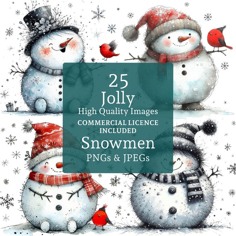 Snowmen Clipart - Etsy