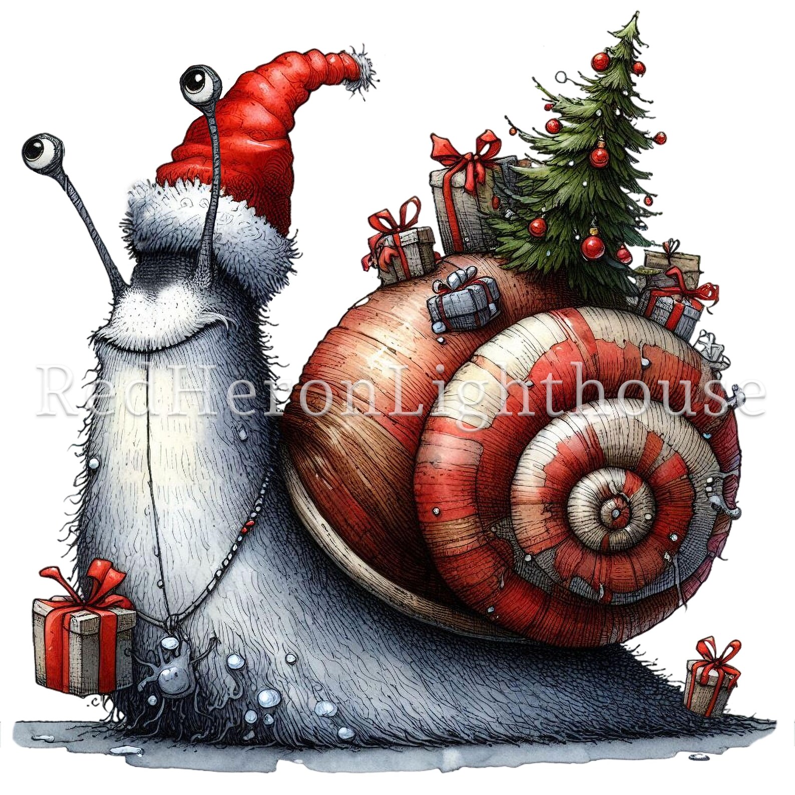 Christmas Snail Clipart, 14 Pngs/jpgs, Funny Festive Snails, Quirky ...