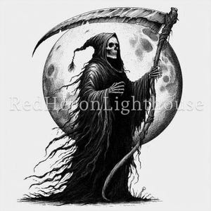 Grim Reaper Pen & Ink Clipart Set, 14 Pngs/jpgs, Terrifying Halloween ...