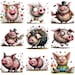 Scruffy Pig Clipart Set 24 Pngs/jpgs, Funny Pig Clipart, Quirky Farm ...