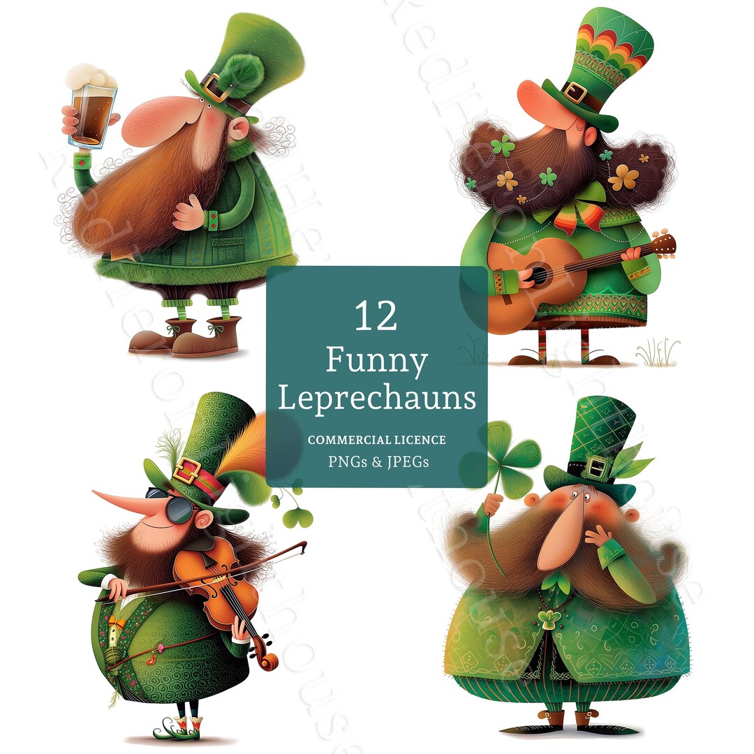 Quirky Leprechaun Clipart, Watercolour St Patrick's Day Printable ...