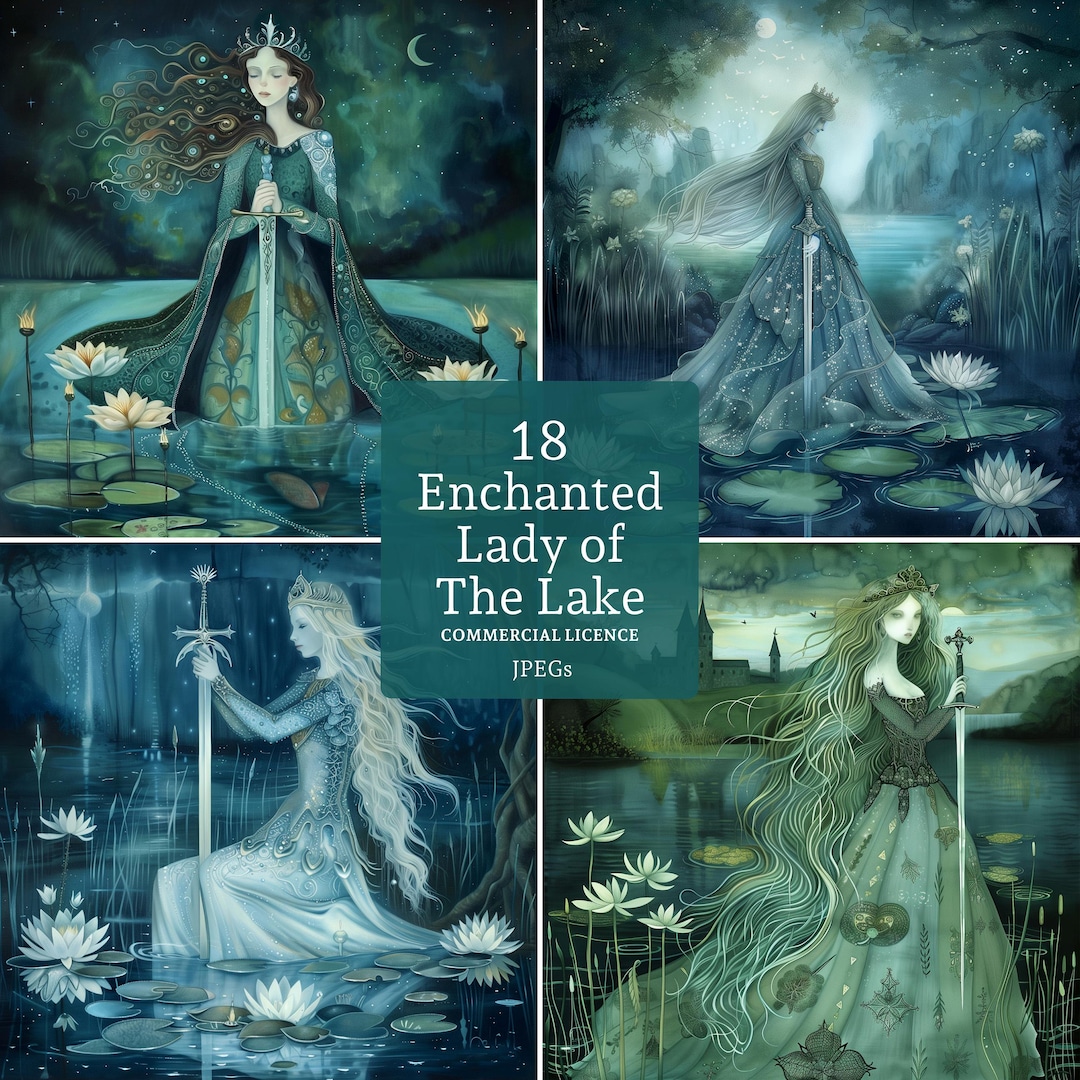 Enchanted Lady of the Lake Clipart, 18 High Quality Jpgs, Arthurian ...