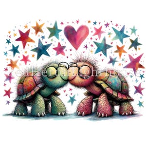 Love Heart Tortoise Clipart, 13 High Quality Pngs/jpgs, Whimsical ...