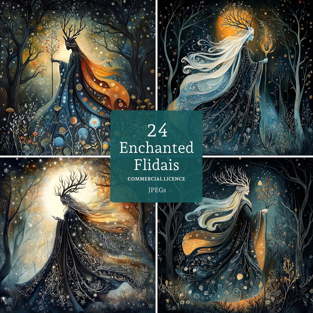 Enchanted Goddess Flidais Clipart 24 High Quality Jpgs, Irish Celtic ...